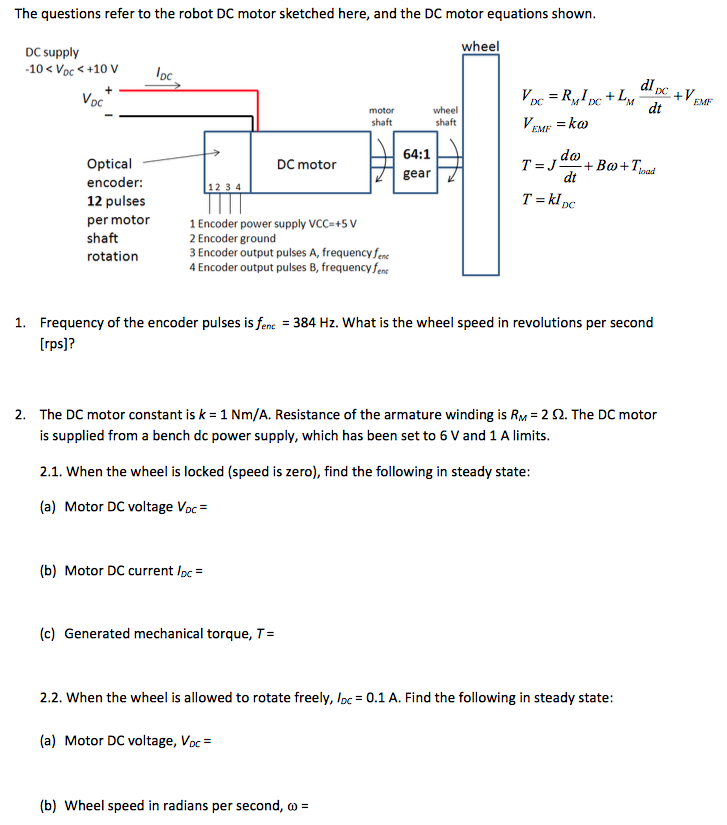 Solved The questions refer to the robot DC motor sketched | Chegg.com