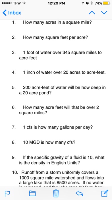 Solved 12 29 PM Inbox 1 How Many Acres In A Square Mile 2 Chegg