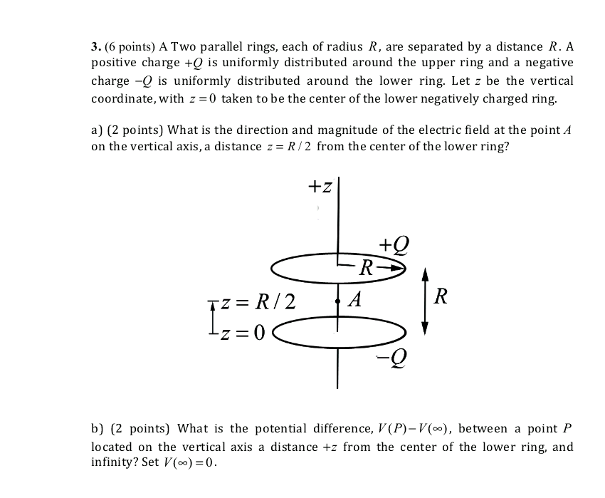 Solved A Two parallel rings, each of radius R, are separated | Chegg.com