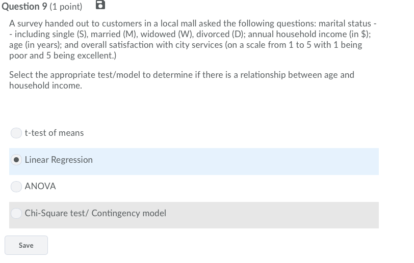 Solved Question 9 (1 point) A survey handed out to customers | Chegg.com Solved Question 9 (1 point) A survey handed out to customers | Chegg.com