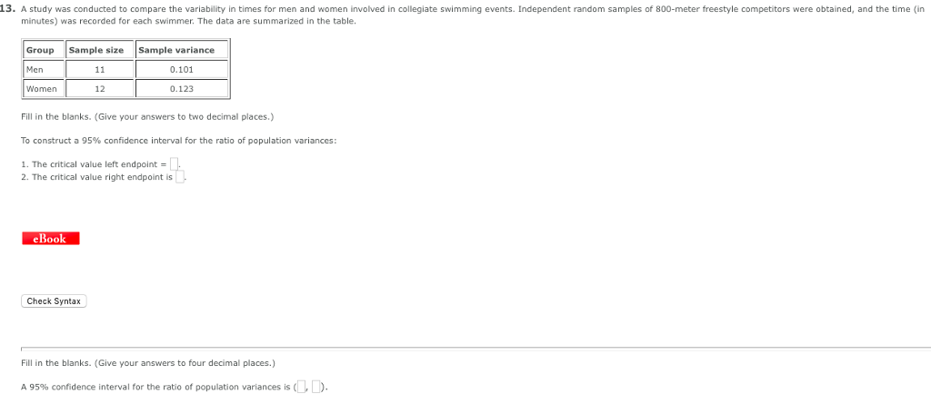 Solved A study was conducted to compare the variability in | Chegg.com