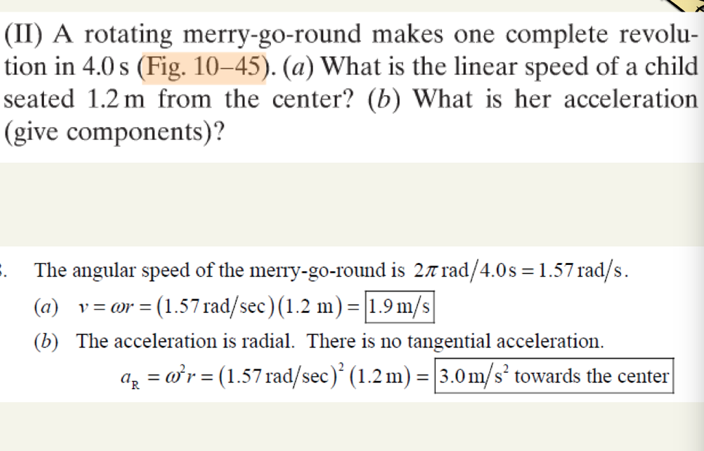 Solved (II) A rotating merry-go-round makes one complete | Chegg.com