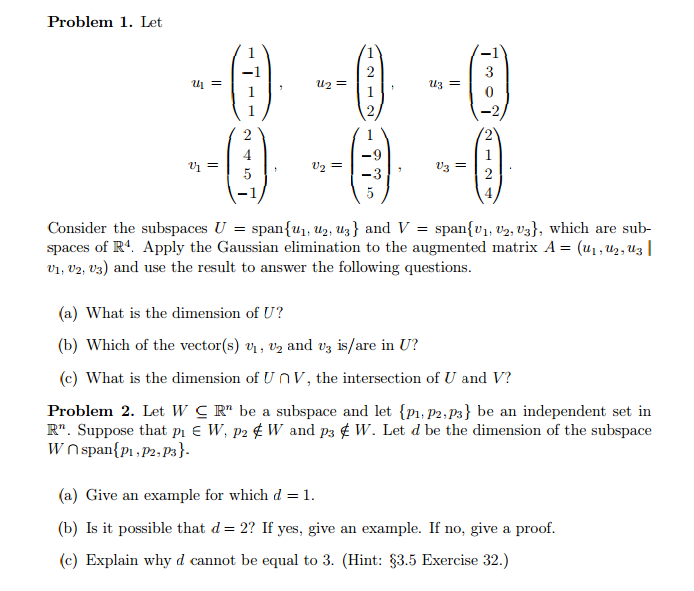 Let u1 = (1 -1 1 1), u2 = (1 2 1 2), u3 = (-1 3 0 | Chegg.com