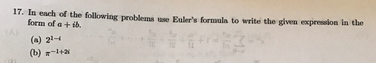 Solved In each of the following problems use Euler's formula | Chegg.com