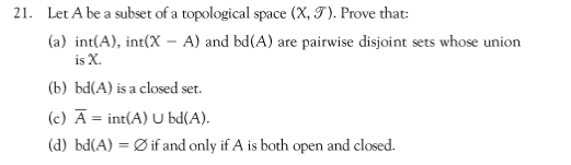 Solved Let A be a subset of a topological space (X, ). | Chegg.com
