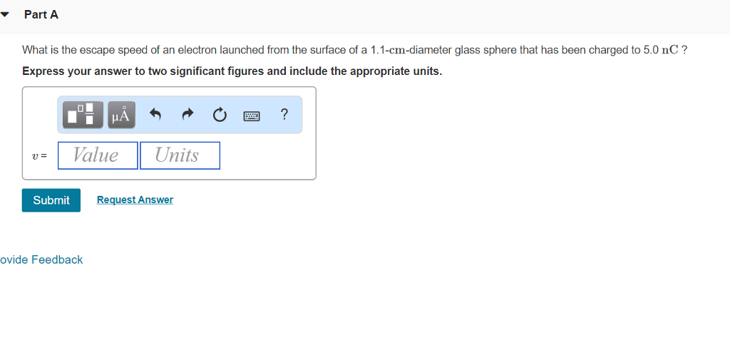 Solved Part A What is the escape speed of an electron | Chegg.com