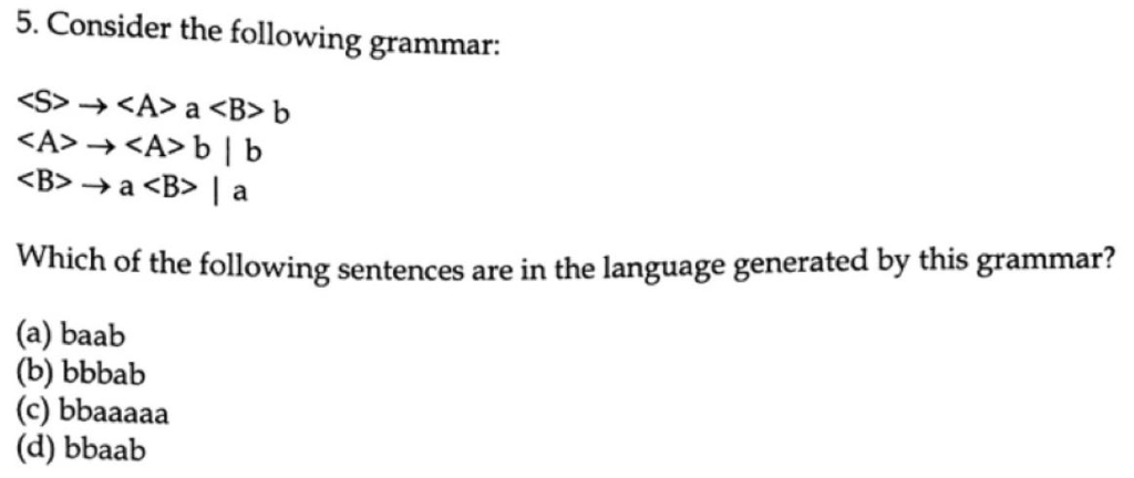 Solved 5. Consider the following grammar: Wh ch of the | Chegg.com Solved 5. Consider the following grammar: Wh ch of the | Chegg.com