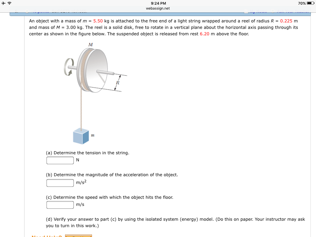Solved An object with a mass of m = 5.50 kg is attached to | Chegg.com