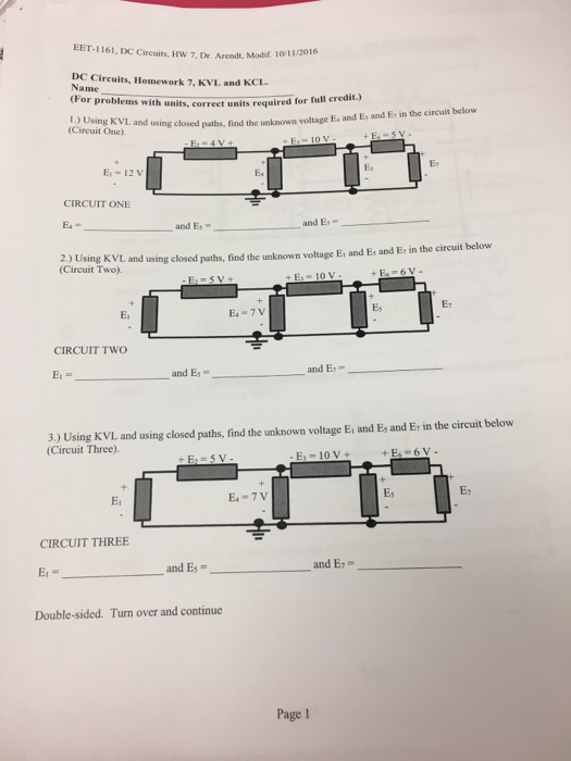 Solved Using KVL and using closed paths, find the unknown | Chegg.com