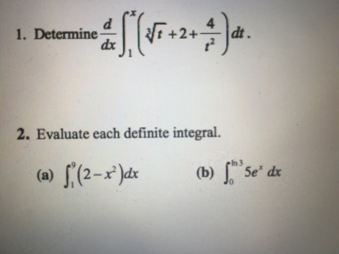 Solved Determine d/dx integral^x_1 (3Squareroott + 2 + | Chegg.com