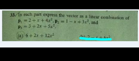 Solved In each part express the vector as a linear | Chegg.com