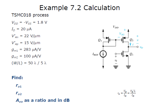 Solved Example 7.2 Calculation TSM018 process Find: ro1 ro2 | Chegg.com