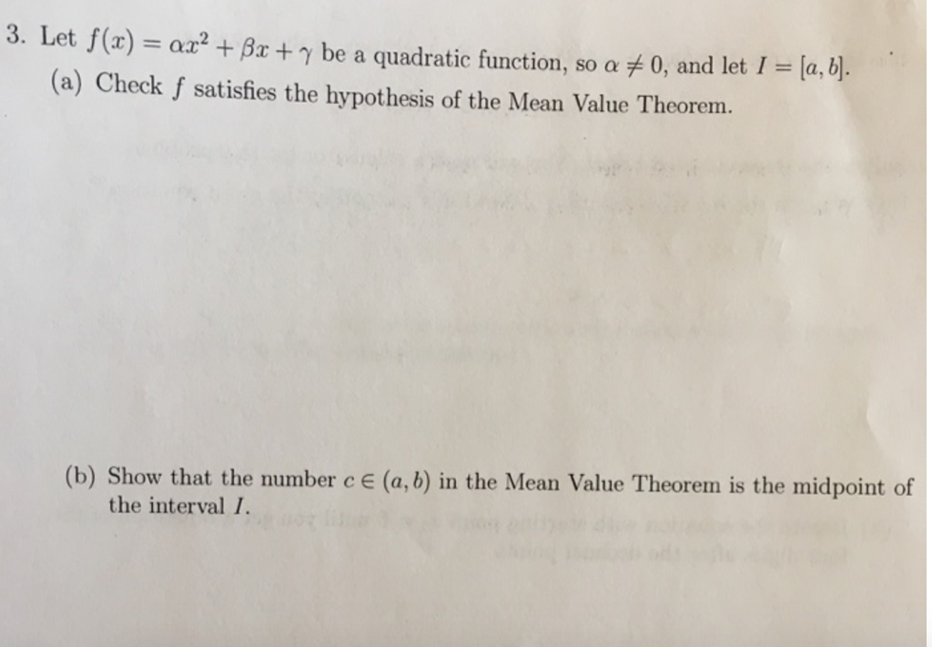 Solved Let f(x) alpha x^2 + beta x + gamma be a quadratic | Chegg.com