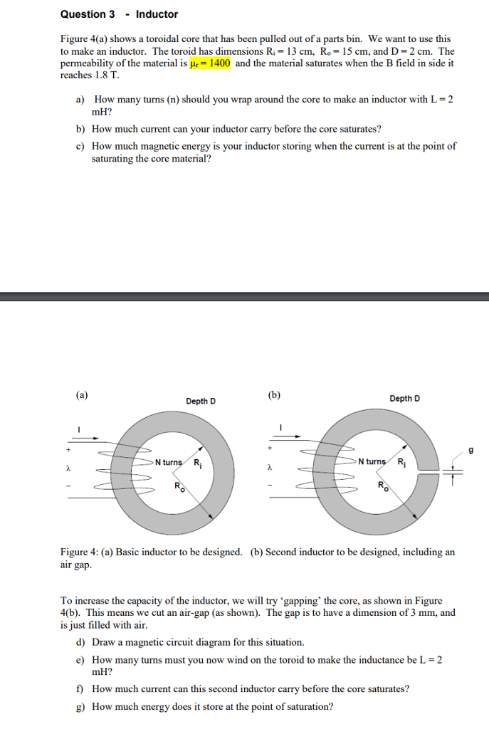 Solved Figure 4(a) shows a toroidal core that has been | Chegg.com