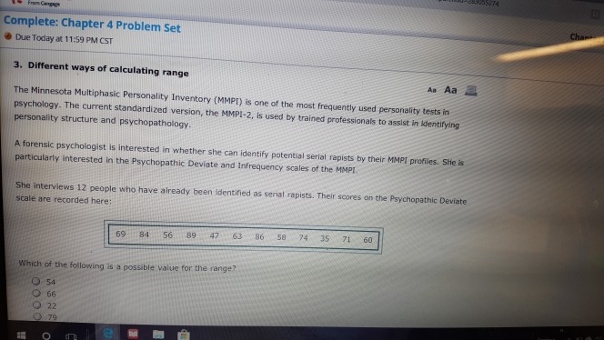 Complete: Chapter 4 Problem Set Due Today at 11:59 PM | Chegg.com