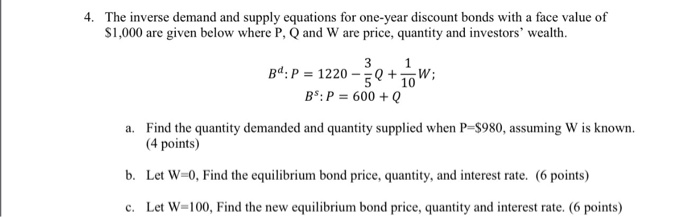 Solved The inverse demand and supply equations for one-year | Chegg.com