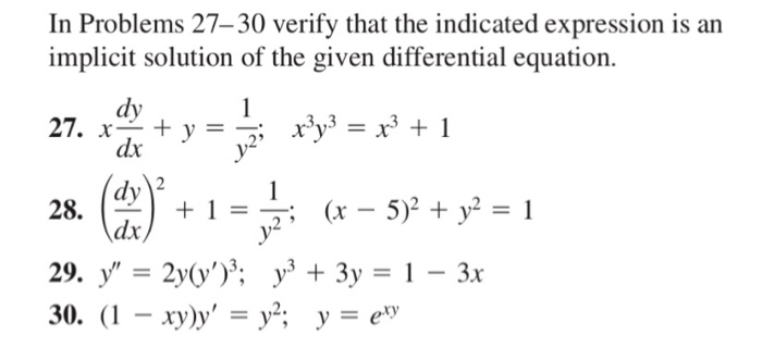 Solved In Problems 27-30 verify that the indicated | Chegg.com