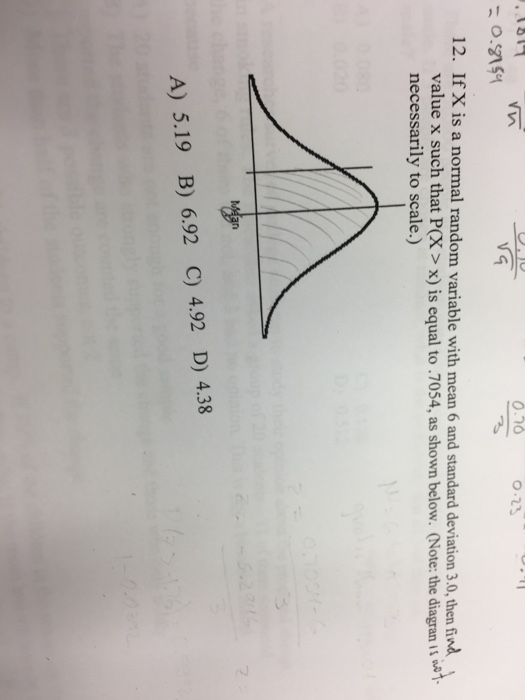 Solved If X Is A Normal Random Variable With Mean 6 And 6633