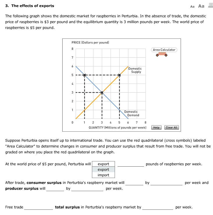 Solved 3. The effects of exports a Aa The following graph | Chegg.com