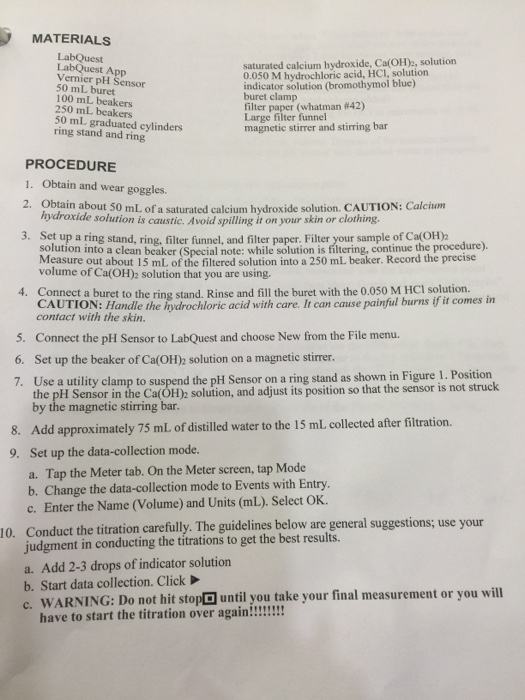 Chem 182: Experiment 8 Determining the Ksp of Calcium | Chegg.com