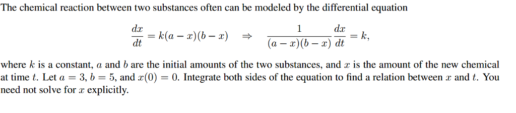 Solved The chemical reaction between two substances often | Chegg.com