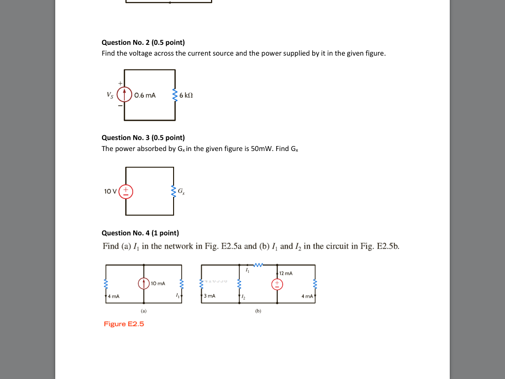Solved Question No. 2 (0.5 point) Find the voltage across | Chegg.com