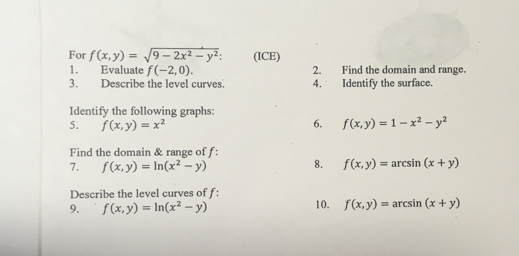 Solved For f(x, y) = Squareroot 9 -2x^2 - y^2: Evaluate | Chegg.com