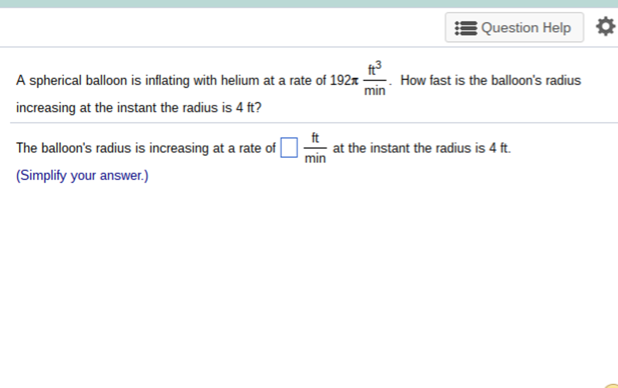 Solved A spherical balloon is inflating with helium at a | Chegg.com