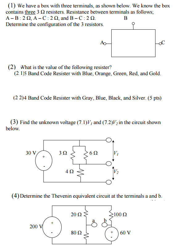 Solved We have a box with three terminals, as shown below. | Chegg.com