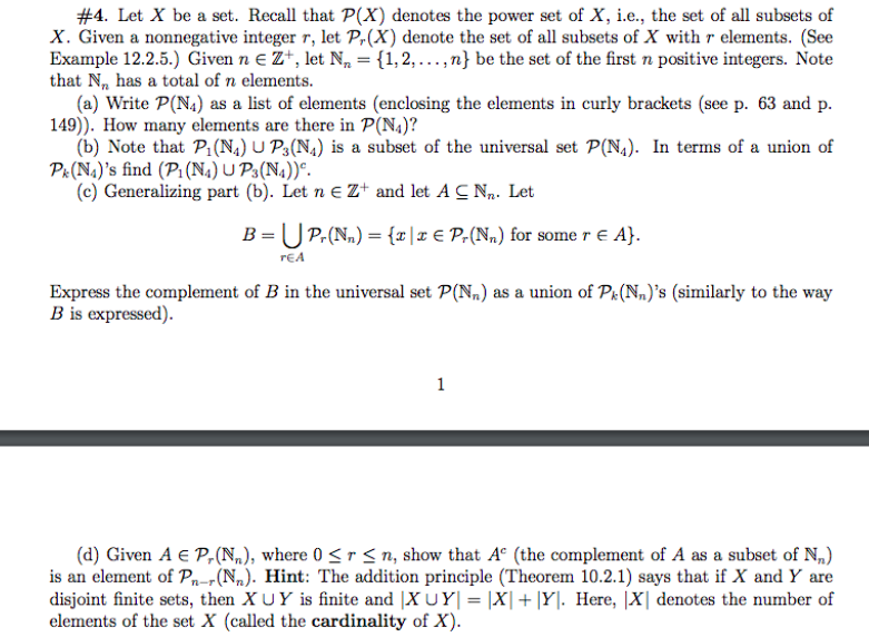 Solved #4. Let X be a set. Recall that P(X) denotes the | Chegg.com