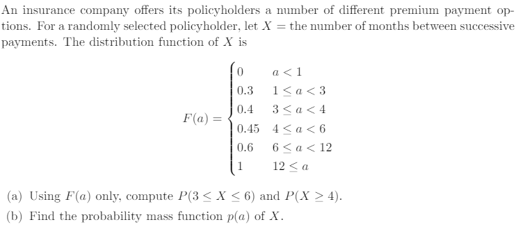 Solved An insurance company offers its policyholders a | Chegg.com