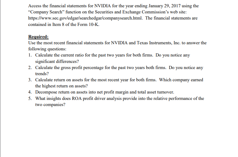 Solved Access the financial statements for NVIDIA for the | Chegg.com