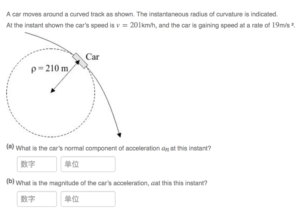 Solved A car moves around a curved track as shown. The | Chegg.com