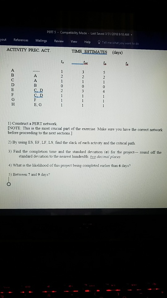 Solved Pert 5 Compatibility Mode Last Saved 3 31 2018 9 18