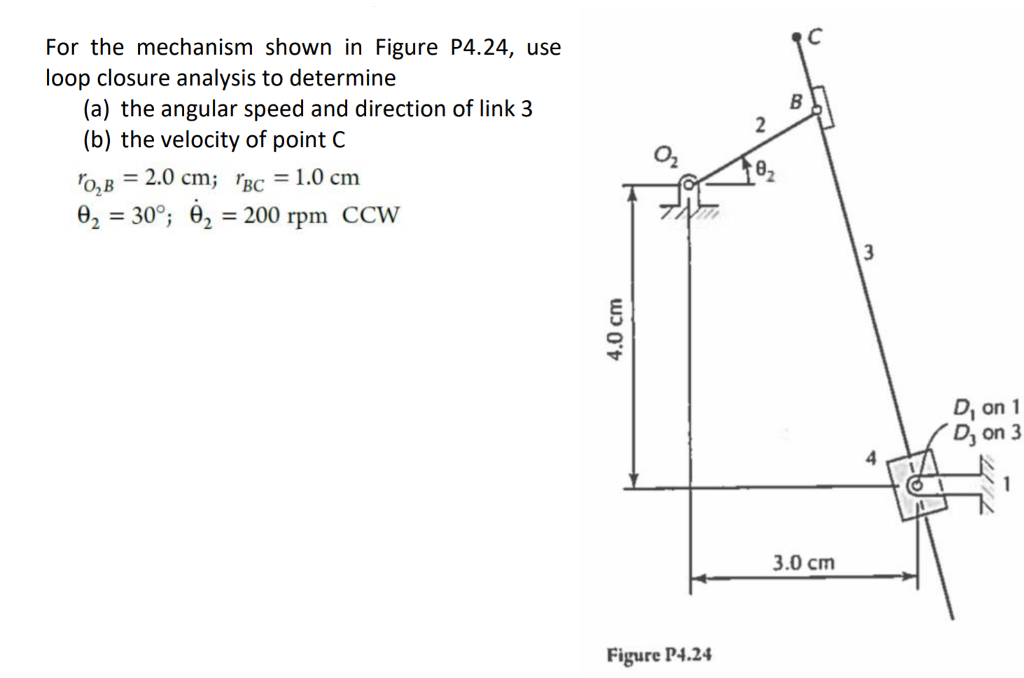 Solved For the mechanism shown in Figure P4.24, use loop | Chegg.com