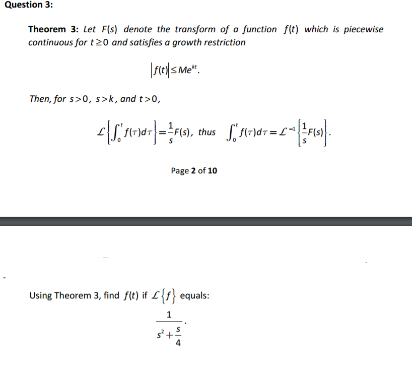 Solved Let F(s) denote the transform of a function f(t) | Chegg.com