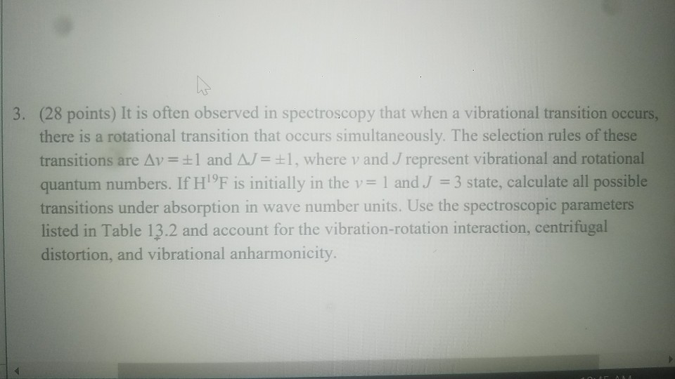 (28 points) It is often observed in spectroscopy that | Chegg.com