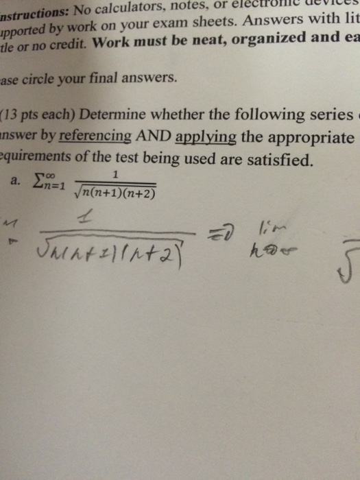 Solved Calculus 2 Exam. Please help. | Chegg.com