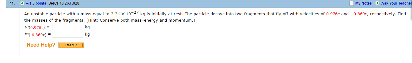 Solved An unstable particle with a mass equal to 3.34 times | Chegg.com