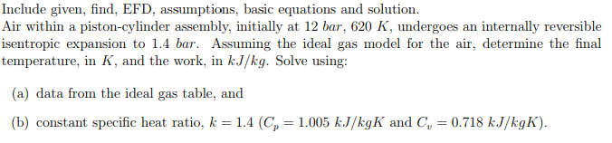 Solved Include given, find, EFD, assumptions, basic | Chegg.com