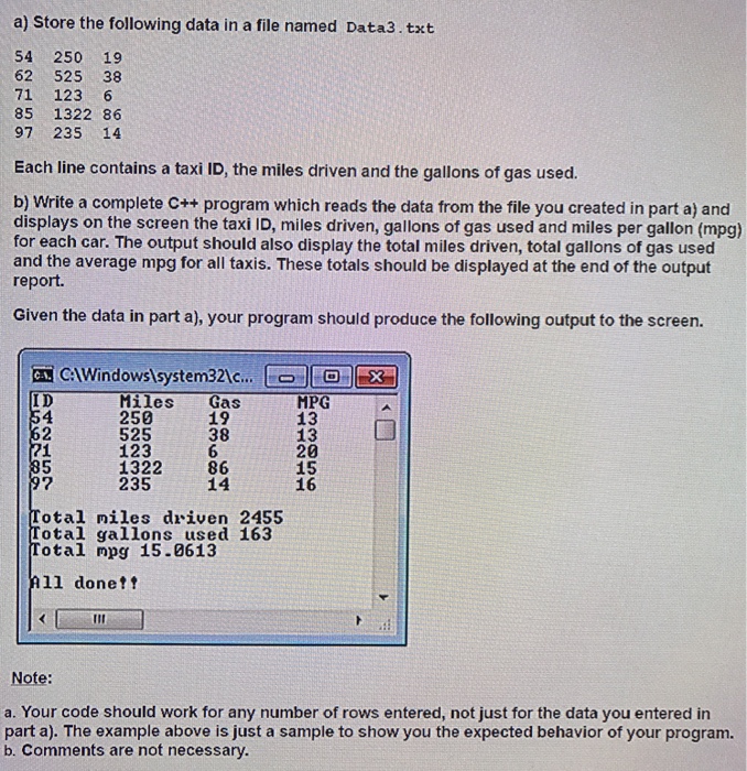 Solved Store the following data in a file named Data3. txt | Chegg.com