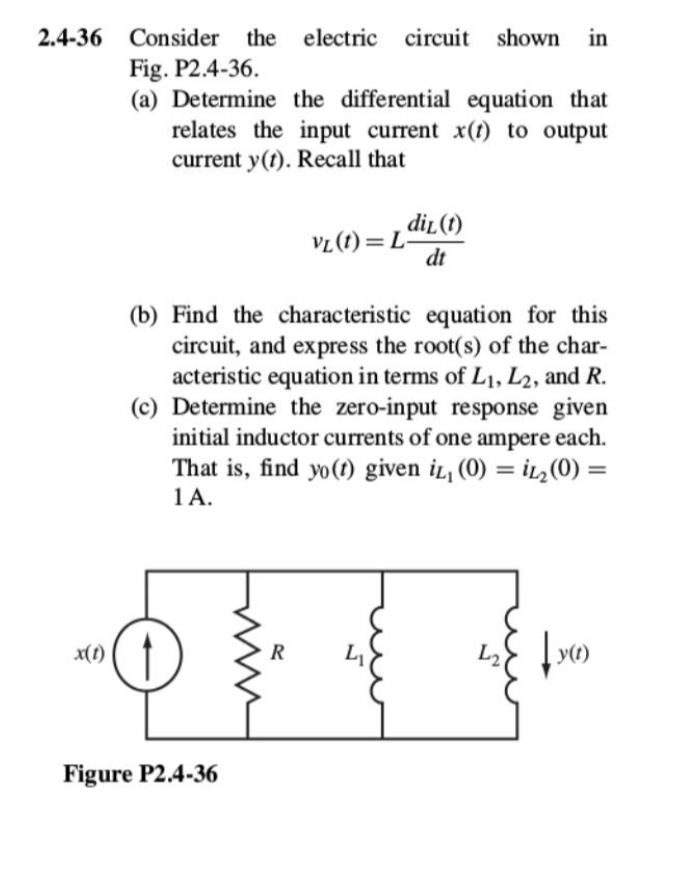 Solved 2.4-36 Consider the electric circuit shown in Fig. | Chegg.com