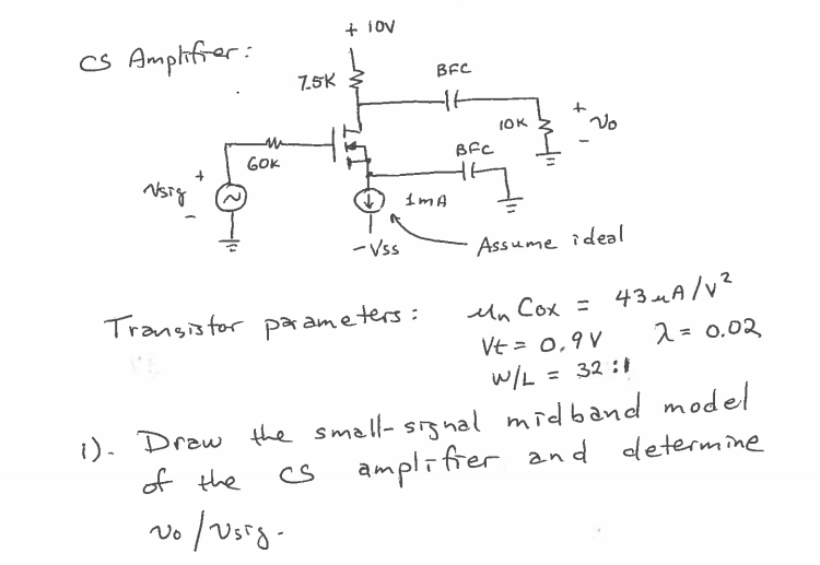 Solved Draw the small-signal midband model of the CS | Chegg.com