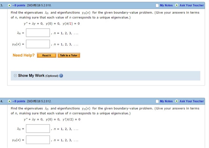 Solved Find The Eigenvalues Lambda N And Eigenfunctions Y