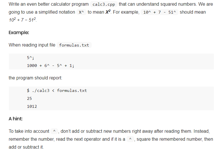 Write an even better calculator program calc3.cpp | Chegg.com
