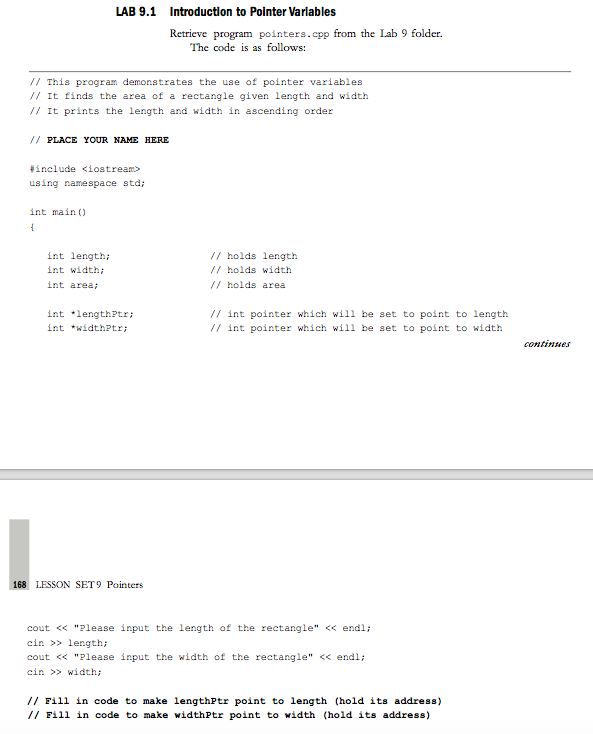 Solved Lab 91 Introduction To Pointer Varlables Retrieve