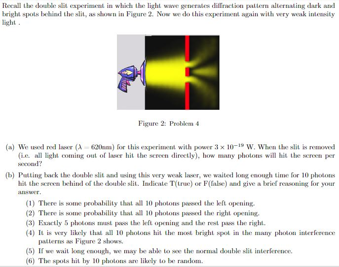Solved Recall the double slit experiment in which the light | Chegg.com