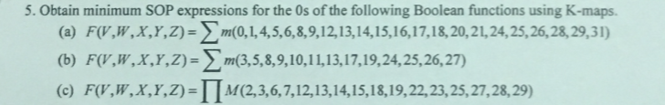 Solved 5. Obtain minimum SOP expressions for the Os of the | Chegg.com