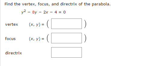 Solved Find the vertex, focus, and directrix of the | Chegg.com