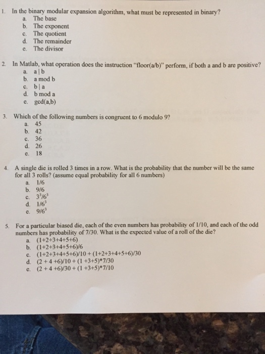Solved In the binary modular expansion algorithm, what must | Chegg.com